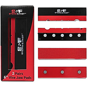 S&F STEAD & FAST Soft Jaws for Bench Vise 6", 2 pairs, Strongly Magnetic Vise Jaw Pads, TPU, Vise Jaws Covers Protectors for Clamping Woodworking Metal Plastics…