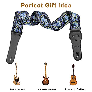 MYDAYTIN Acoustic Guitar Strap, Unisex Adult Guitar Straps, Vintage guitar strap with Jacquard Weave Embroidered Leather End