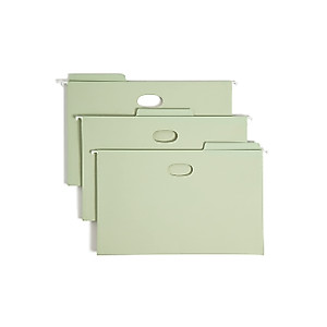 Smead FasTab Hanging Pocket with Full-Height Gusset, 3-1/2" Expansion, 1/3-Cut Built-in Tab, Legal Size, Moss, 9 per Box (64322)