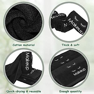 Shimeyao 6 Pcs 13x13 Inch Black Makeup Washcloths Reusable Make up Towels Facial Cleansing Makeup Cloths Cotton Cosmetic Towel Water Absorbent Face Towels for Women Skin Care