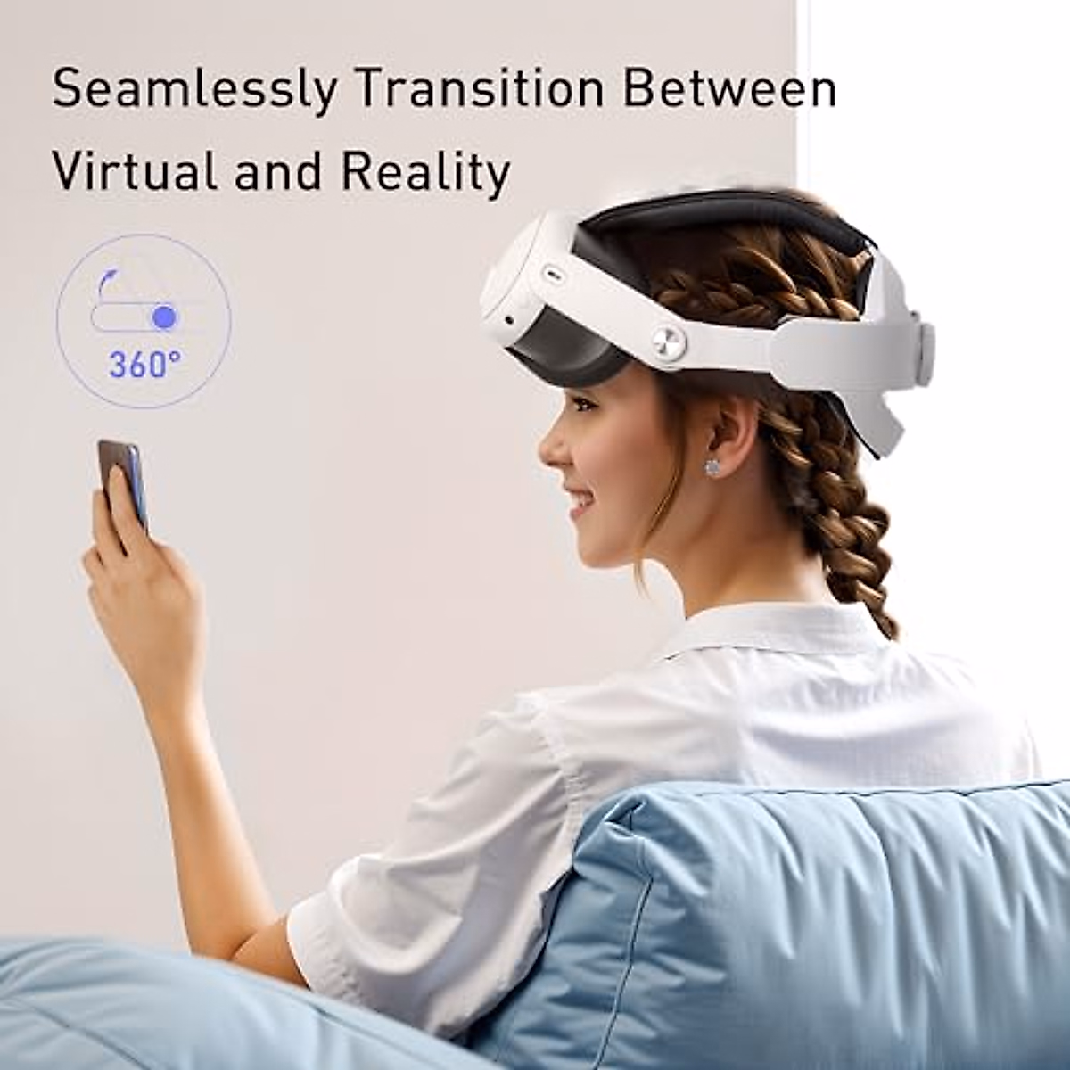 Kuject Design Comfort Head Strap Accessories for Quest 3S/Quest3, Elite Strap Replacement with Adjustable Hinge and Enlarged Head Support, VR Accessories Fit for Carrying Case