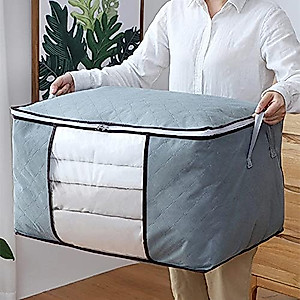 Dingq Clothing Storage Bag, Package Foldable Quilt Blanket Wardrobe Organizer, Large Capacity Travel Shoe Clothes Toys Pouch Accessories, Grey, 23.62 x 15.75 14.37 (in)