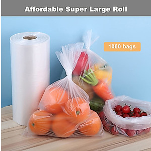 9.8 X 13.8 Inch Plastic Produce Bags Roll, 1000 Bags of 1 Big Roll for Fruits, Vegetable, Bread, Clear Kitchen Food Storage Bags (Medium)