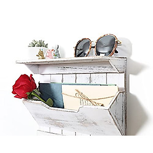 Dythner Key Holder for Wall, Elegant Wall-Mounted Mail Organizer, Key and Mail Holder for Wall with 6 Key Hooks, Key Racks for Home and Entryway Decor, Rustic Paulownia Wood