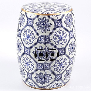 JIADIAONI Decorative Ceramic Garden Stool, Glazed Celadon Shoe-Changing Stool, Suitable for Living Room, Balcony, Garden, Etc. (Color : B)