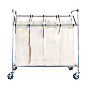 Household Essentials Four Bag Laundry Sorter, Chrome Finish