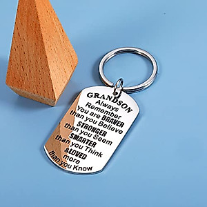 Grandson Gifts from Grandma Grandpa Christmas Gifts for Teenage Boys Inspirational Gifts for Men Kids Teen Him Keychain Birthday Graduation Back to School Stocking Stuffers for Boys Motivational Gifts