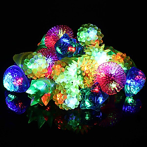 36 Pack LED Glow Rings Halloween Party Favors for Kids - Flashing Rings Glow in The Dark Party Supplies, LED Light Up Rings and Goody Bags