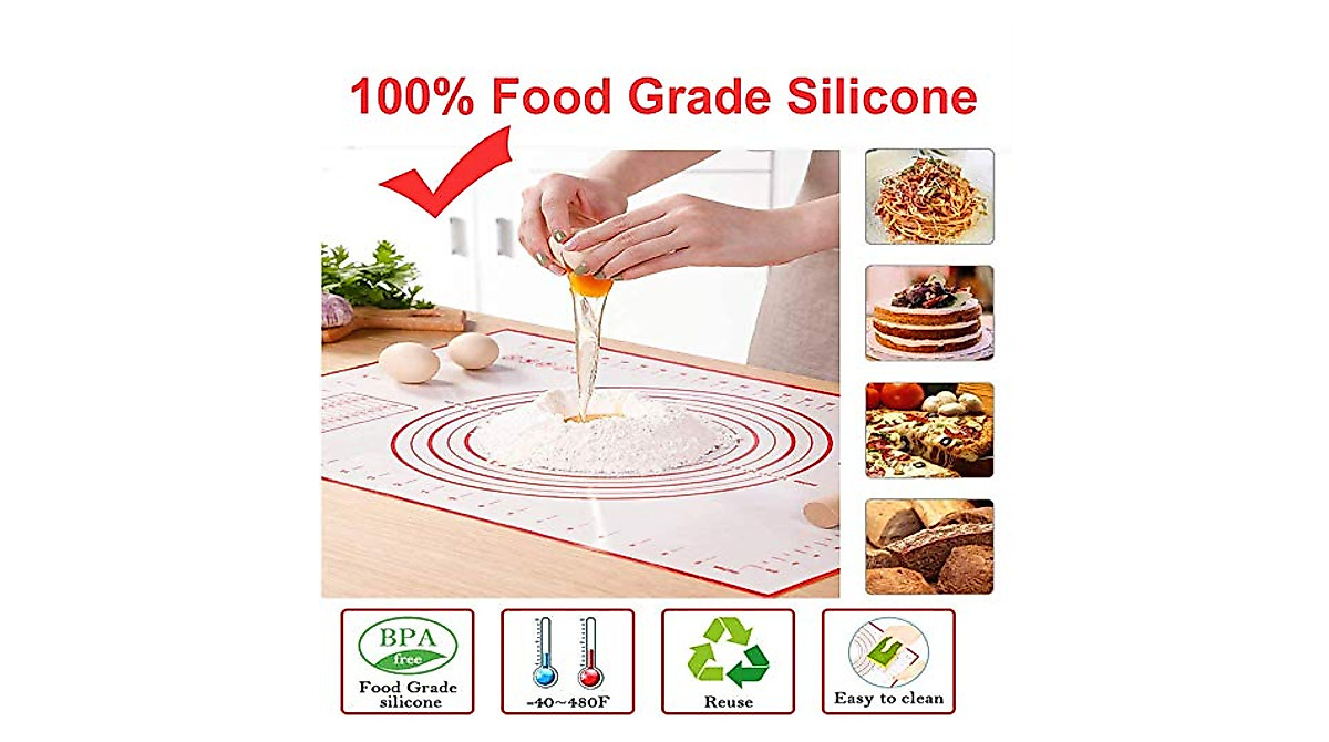 Large Silicone Pastry Mat - Non-Stick & Non-Slip Baking Mat with ...