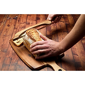 GREENARA Bow Knife - Bread Knife with Dual-Edge Serrated Blade - Right or Left-Handed Sourdough Bread Slicer - Premium Acacia Wood Handle, Stainless-Steel Saw Blade - Slicing & Cutting Kitchen Tool