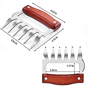 Meat Shredder Claws, Stainless Steel BBQ Meat Claws for Shredding Meat with Wood Handle