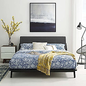 Modway Luella Upholstered Fabric Queen Sled Platform Bed Frame With Headboard In Cappuccino Gray