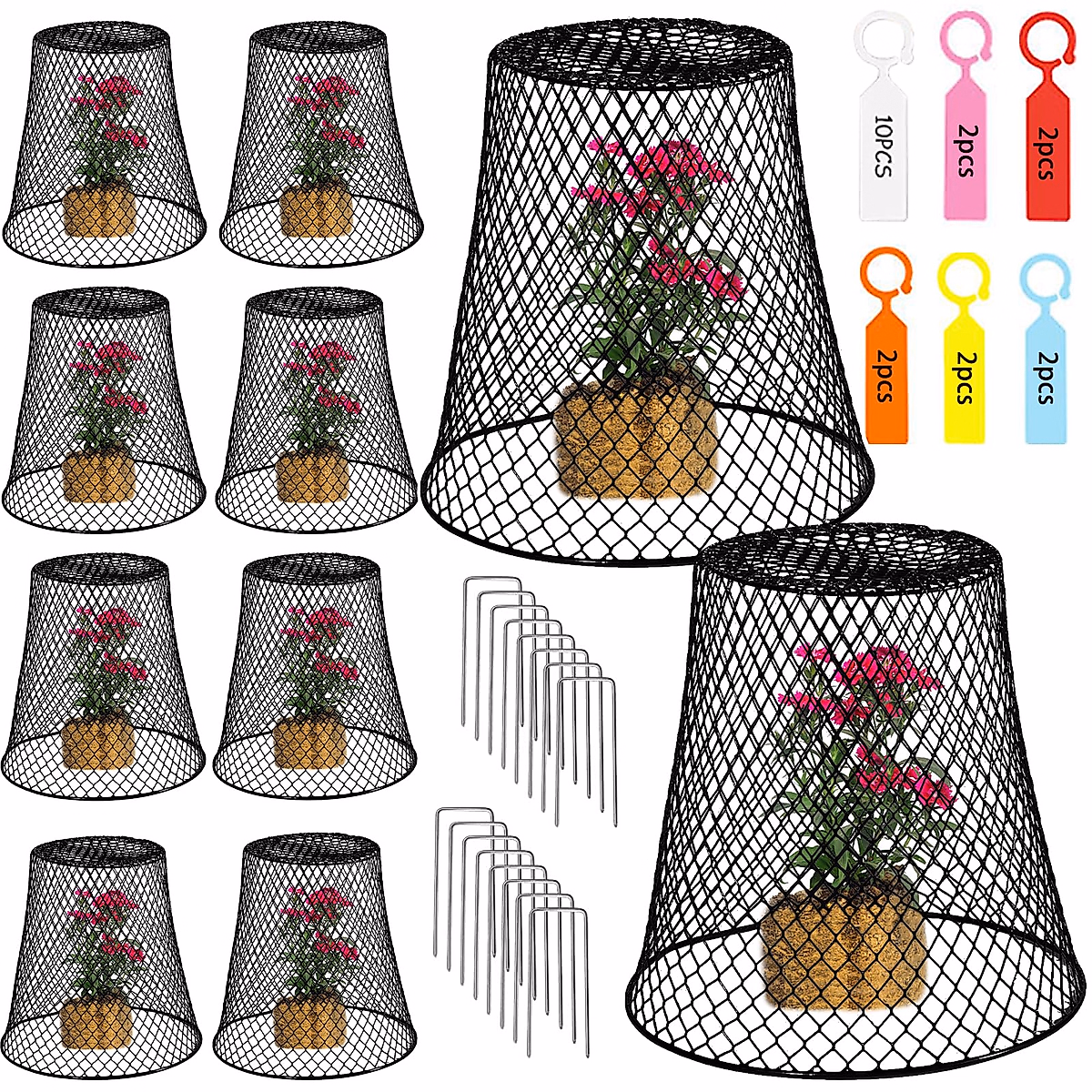 Garden Cloche, Sapbontchi 10 pieces Chicken Wire Plant Covers plant protectors from animals Chicken Wire Cloche Plant Protector Metal plant cages to keep rabbits out Bunnies Chicken Squirrels Bird out