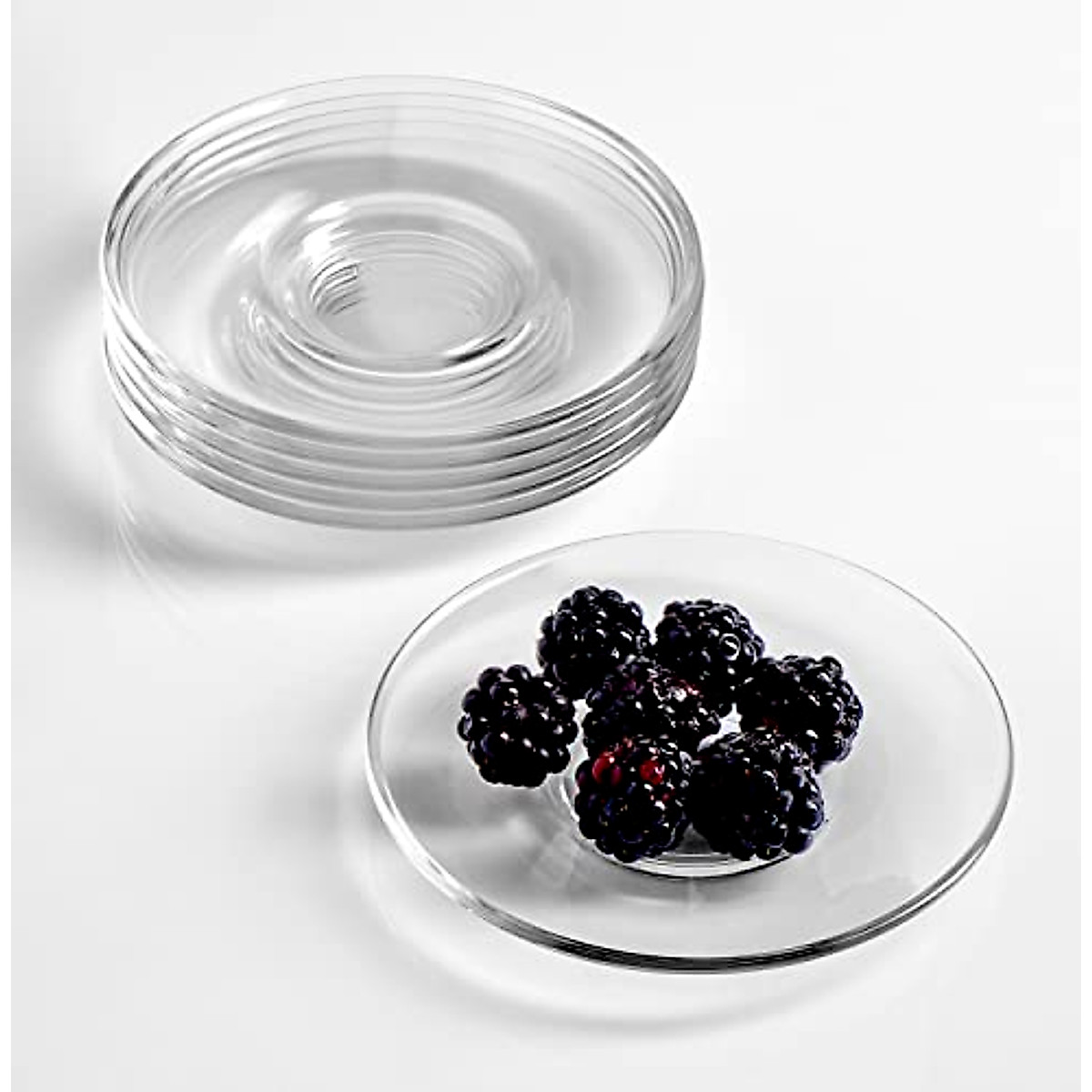 Pasabahce Premium Clear Glass Plate Saucers Set of 6, Safe in Microwave, Great for Servicing Cookies, Snacks, Fruits, Coffee, and Tea Cups, Housewarming Idea