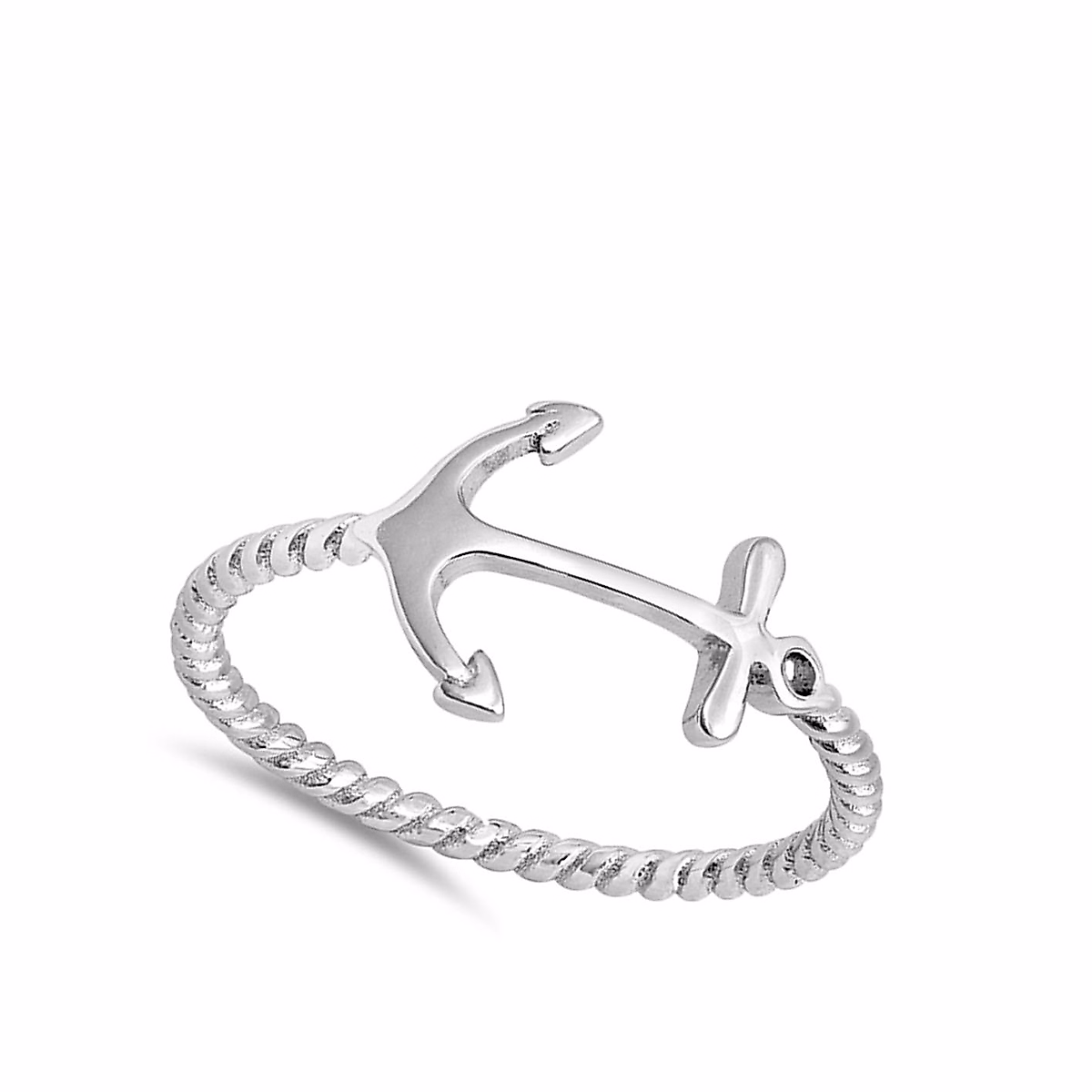 Anchor Bali Rope Band Fashion Cross Ring New .925 Sterling Silver Size 11