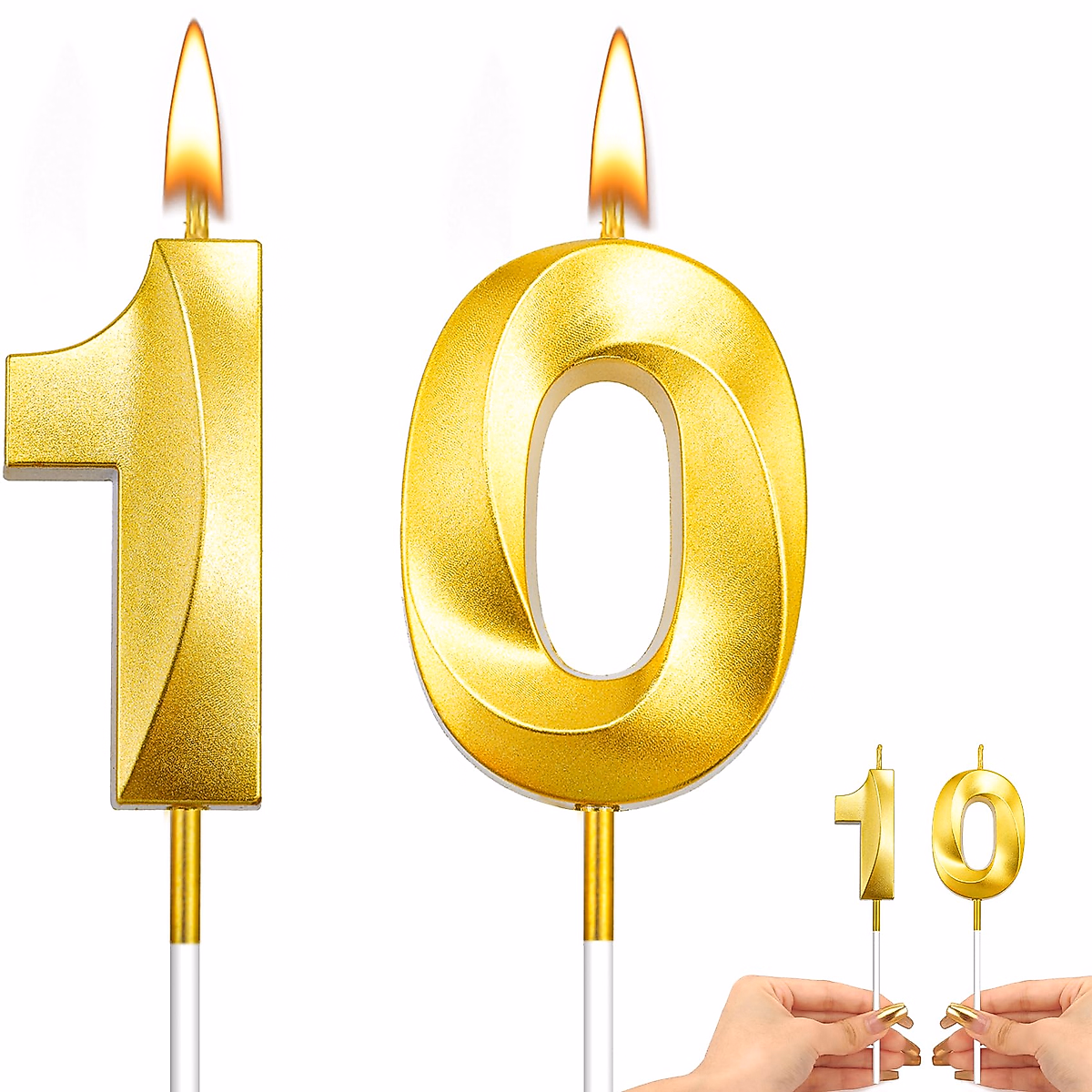10th Birthday Candle Number 10 Candle 10 Birthday Candle Birthday Candles Numbers 10th Birthday Decorations for Boys 10th Birthday Cake Topper 3D Design Number Birthday Candles Gold Candles Birthday