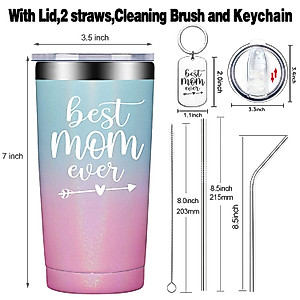 Fufandi Mom Gifts, Best Mom Ever - Christmas Birthday Gifts for Mom from Daughter, Son, Husband - Mothers Day Gifts for Mom, Mama, Mommy, Wife - Mom Tumbler Cup