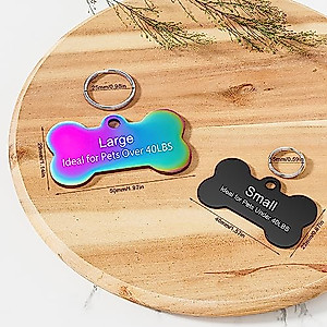 FAMIPAWS Pet ID Tag Dog Name Tags Personalized Dog Tags and Cat Tags with Icon & 5 Lines of Custom Text Engraved Stainless Steel Pet ID Name Tag,Bone