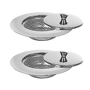 Kitchen Sink Strainer, Large Diameter Stainless Steel Sink Drain Plug Filter with Lid, Suitable for Bathrooms Basket Catcher Cover Home Housewarming Gifts (2PCS)