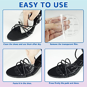 Svowin Ball of Foot Cushions, Metatarsal Pads, Forefoot Pads, Anti Slip Shoe Inserts for Open Toe Shoe, Shoe Pads Heel Pads for Stop Feet from Sliding Forward- 3 Pairs (Clear)