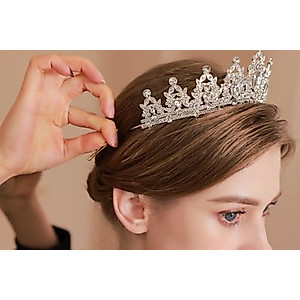 Kamirola Silver Crystal Tiaras for Women, Wedding Tiaras and Crowns for Women Tiaras Birthday Party Princess Queen Crown Hair Accessories Bride Rhinestone headbands for women