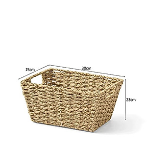 Artera Medium Wicker Storage Baskets - Woven Seagrass Basket for Organizing, Stackable Natural Storage Bins with Handles for Laundry Room, Bathroom, Pantry, Closet, Shelf, 12"x9"x6", Pack (1)
