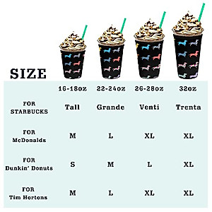 Funny Dachshund Dog Reusable Iced Coffee Sleeve, Decorative Dogs Insulator Sleeve for Cold Drinks Beverages Neoprene Cup Holder for Cold Drink Cups-(26-28oz)