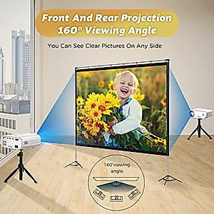 Projector Screen with Stand, 100 inch Outdoor Movie Screen with Tripods, 16:9 4K HD Portable Video Projection Screen for Backyard Home Theater Outside Movie Night Camping w Carry Bag (100 Inch)