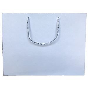 MODEENI Extra Large White Gift Bags with Handles 16x6x12 White Paper Bags 16x12 Euro Tote Big Shopping Boutique Bags 10 Pack XL Luxury Wedding Bag with Silver Handles