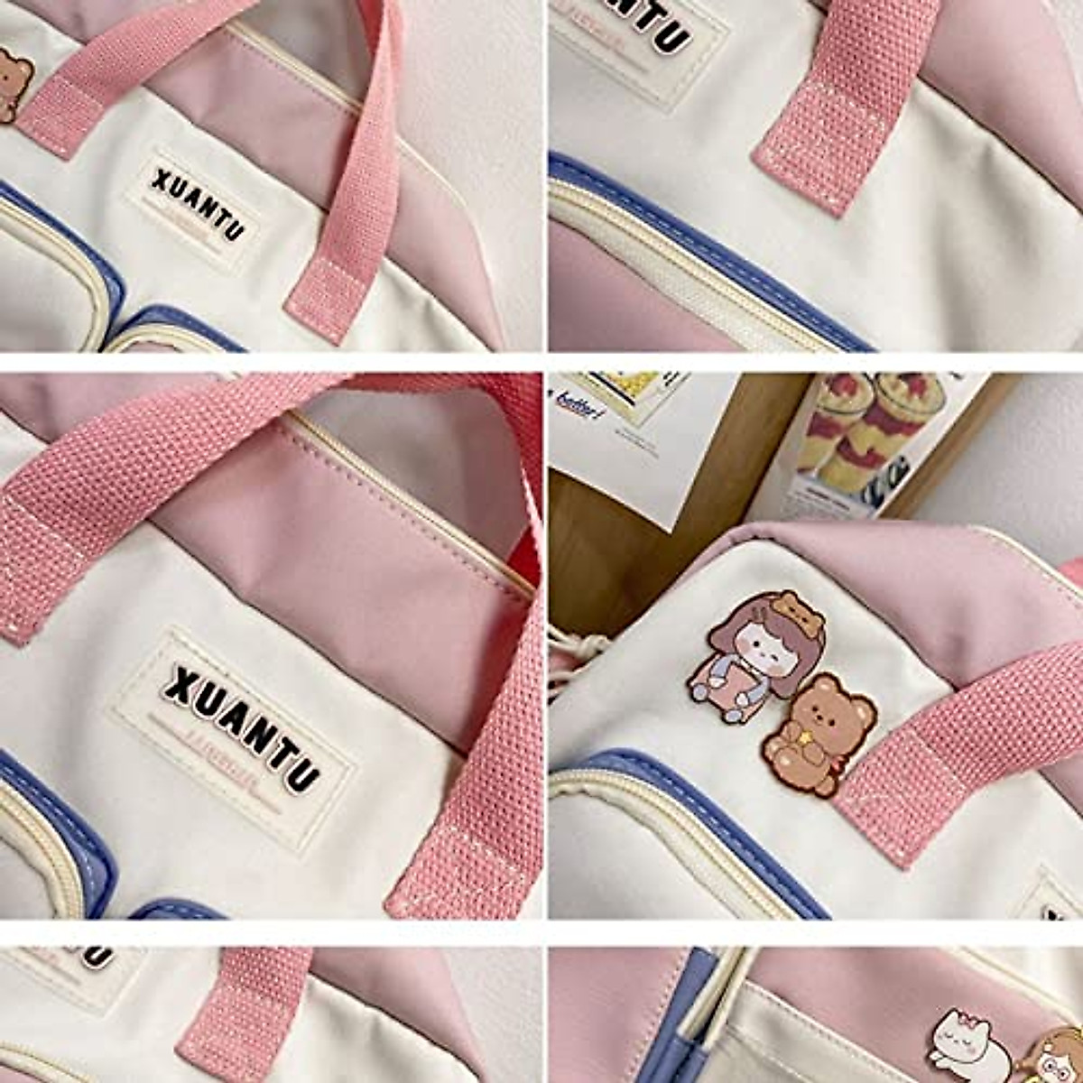 AZLNRMU Kawaii harajuku backpack crossbody bag with 3 pins bubbles teenage daypack gift for birthday Christmas (Yellow) General