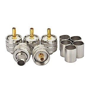 wlaniot PL-259 Connectors Crimp PL 259 UHF Male Plug RF Coaxial Connector for LMR400 9913 RG214 RG213 Coax Cable 5Pcs