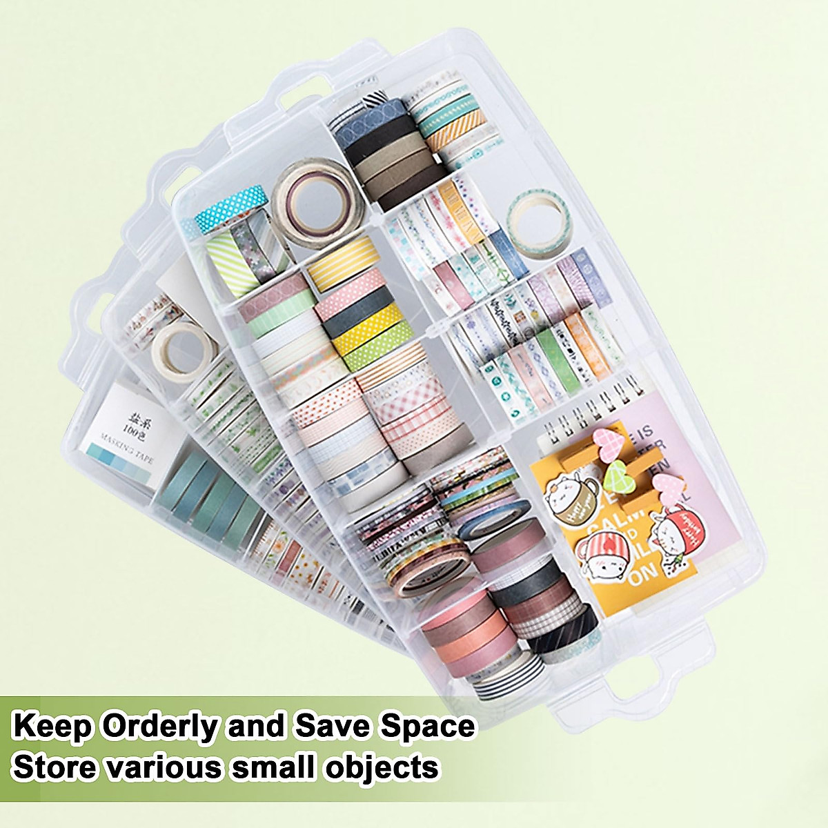 3-Tier Stackable Storage Container Box with 30 Adjustable Compartment, Plastic Organizer Box, Bead Organizers and Storage for Art Crafts, Fuse Beads, Washi Tapes, Jewelry X- Large (12.7”x7.3”x9.2”)