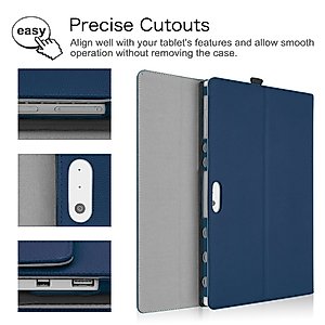 Fintie Case for Microsoft Surface Pro 7 Plus, Surface Pro 7/6/5/4/3 12.3 Inch Tablet - Multiple Angle Viewing Portfolio Business Cover, Compatible w/Type Cover Keyboard, Navy