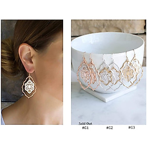 Gold Filigree Flower Earrings for Women Dangling Jewelry (gold filigree earrings)