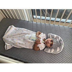 BaeBae Goods Premium Crib Sheets for Baby Boys and Girls, 4 Pack, Soft and Breathable Jersey Knit Fitted Sheet Set, Grey and White, Cute Gender Neutral Nursery Mattress Bedding, Universal Fit