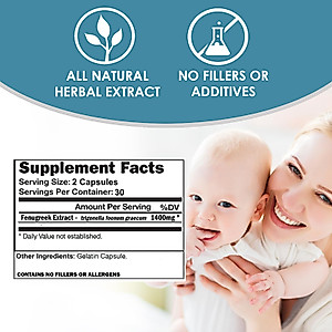 VH Nutrition Fenugreek+ | Fenugreek Capsules for Women | 1400mg Lactation Supplement* | Extra Strength Mother's Breastfeeding Support Formula* | Easy to Swallow 60 Capsules