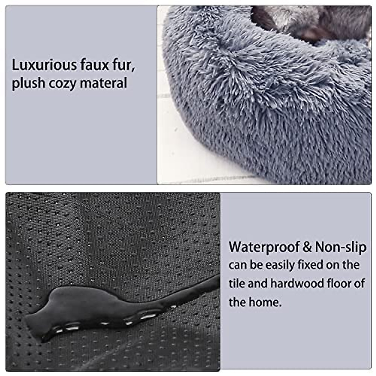 Plush Calming Dog Bed, Donut Dog Bed for Small Medium Large Dogs, Anti Anxiety Round Dog Bed, Soft Fuzzy Calming Bed for Dogs & Cats, Comfy Cat Bed, Marshmallow Cuddler Nest Calming Pet Bed