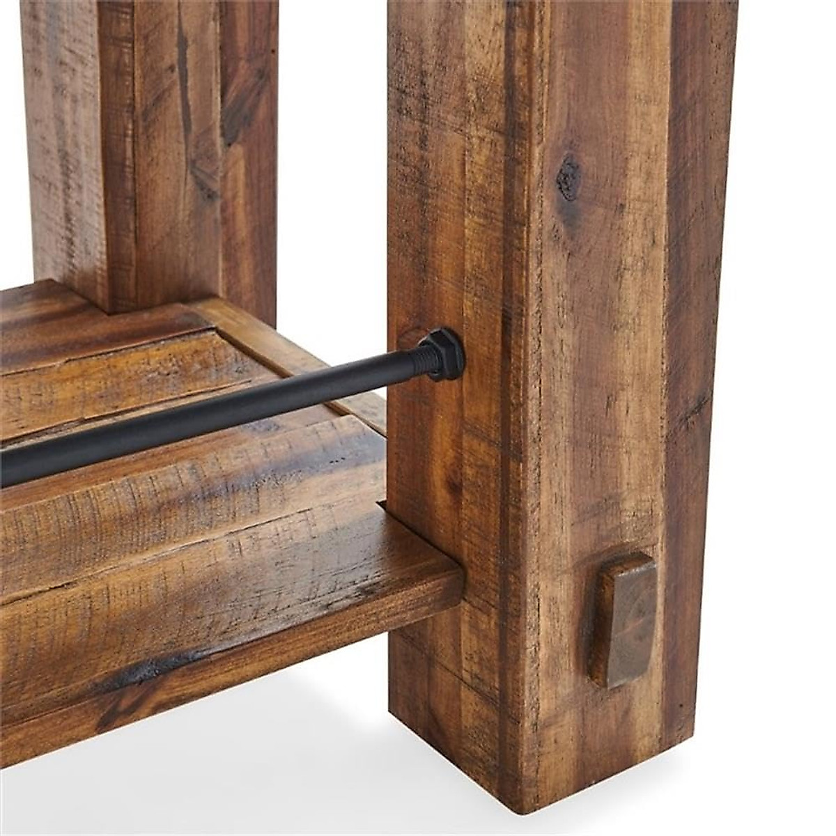 Alaterre Furniture Durango 54-Inch Industrial Wood Console Table with Two Open Shelves for 60-Inch TV, Decorative Industrial Farmhouse Style Design, Solid Wood Tabletop, and Natural Grain Knots