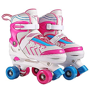 Hikole Kids Roller Skates for Girls and Boys, Toddler Skates with 4 Adjustable Size - Safe and Durable Quad Skates for Beginners,Perfect for Outdoor & Indoor Use