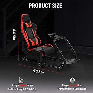 Dardoo G29 Racing Simulator Cockpit with Seat Fit for Logitech/Thrustmaster/Fanatec/PC G25 G27 G920 G923 T300RS,Ultra-Sturdy Alloy Steel Steering Wheel Stand,Without Wheel,Pedal & Handbrake