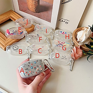 Cute Cartoon Style Soft TPU Protective Crystal Clear Transparent Case Cover Compatible with Sony WF-1000XM4 Earbuds, Protective Skin Sleeve with Key Chain (A)