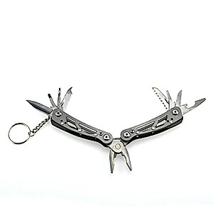 Mini Multitool Outdoor Small Pliers,Pocket Multitool Mini Pliers With Knife,Smart Plier,Bottle Opener,Double-sided polishing multools,15 In 1 Stainless Steel Accessible Tools(Grey)