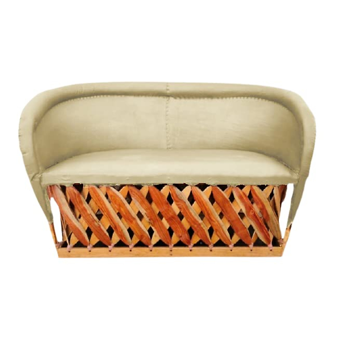 Love Seat Equipal Mueble Hecho a Mano por Equipales San Jose Color Beige Mexicano Estilo Tradicional Ideal para tu hogar, casa, jardín, oficina, restaurante, hotel, bar, playa, sala, comedor, recámara