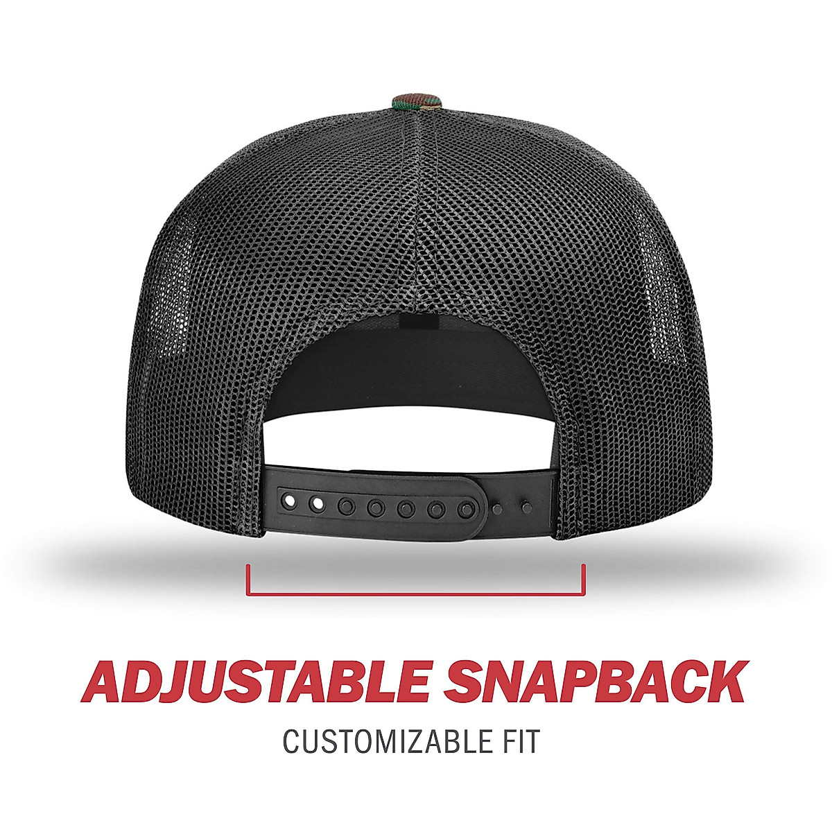 Richardson Unisex 511 Flatbill Trucker Adjustable Snapback Baseball Cap, Split Green Camo/Black, One Size Fits Most