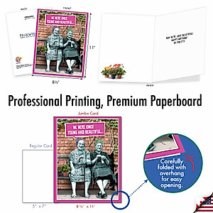 NobleWorks - Big Funny Birthday Greeting Card 8.5 x 11 Inch with Envelope (1 Pack) Large Jumbo Bday Card for Women Young and Beautiful J3635BDG