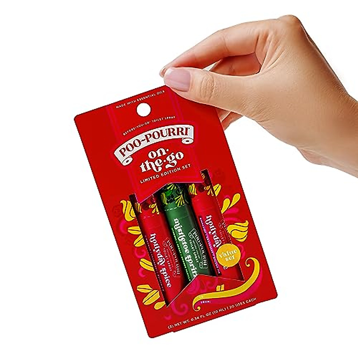 Poo-Pourri Holiday On-The-Go Travel Size, 3 pack Gift Set, 10mLs Each