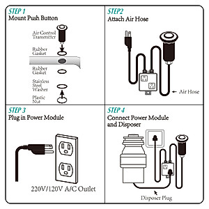 BESTILL Sink Top Garbage Disposal Air Switch Kit with Dual Outlet - UL Listed, Brushed Gold Long Push Button with Brass Cover