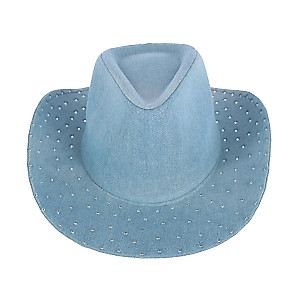 David & Young Women's Glitter Embellished Denim Cowboy Hat, Denim
