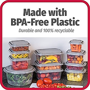 GoodCook EveryWare Set of 30 BPA-Free Plastic Food Storage Containers with Lids (60 Pieces Total), Clear/Grey