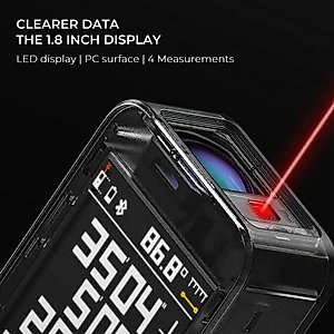Laser Measure Pro with Bluetooth, 5 Modes, Virtual Ruler, Real-time Measuring, USB-C Rechargeable, Vibration Response, 850 mAh, LED Color Screen, Unlimited Storage, 164 ft, ±1/16" & 1/8"